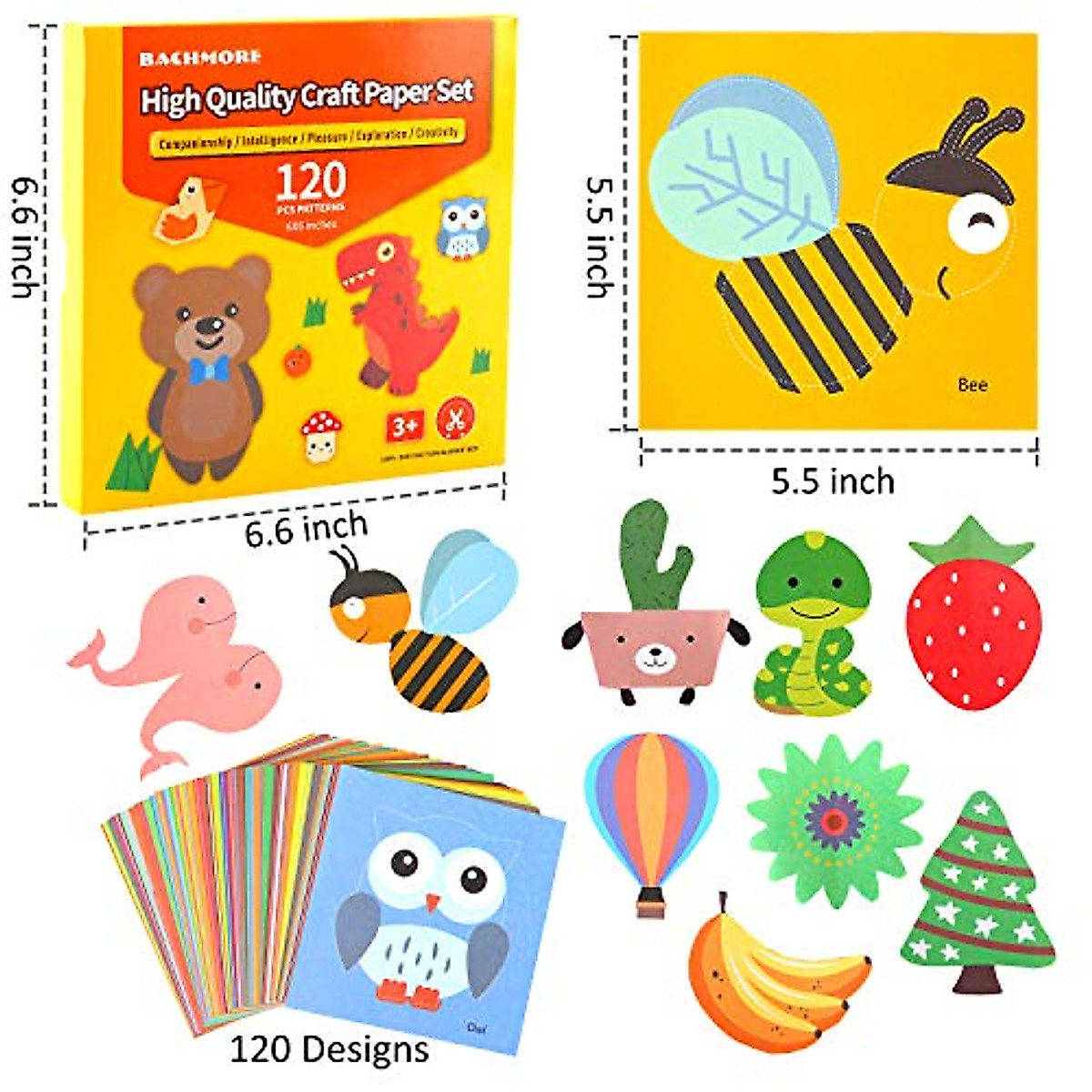 Fun Paper-Cut Set,Origami Paper Art; Scissor Skills Activity Cutting Book; Kids Scissors Crafts Kits Preschool-120 Pages with A Pair of Child-Safe Scissors Beginners Trainning and School Learning
