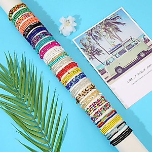 TOBENY 24PCS Waist Beads for Women African Belly Beads for the waist Colorful Summer Body Beads Jewelry Stretchy Elastic African Waist Beads 31.5-35.5 Inch Beaded Waist Chain