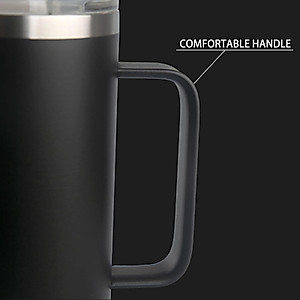 SILICANICE 14 oz Stainless Steel Vacuum Insulated Tumbler with handle & MacSlider Lid, Dishwasher Safe & Spill Proof Coffee Cup, Travel Mug for Hot/Cold Drinks, Durable Design - Black