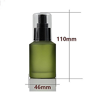 1PCS 60ML/2OZ Empty Refillable Green Frosted Glass Bottles with Pump Vial Cosmetic Dispenser Jars Storage Container Portable Travel Bottle Sample Trial Packing