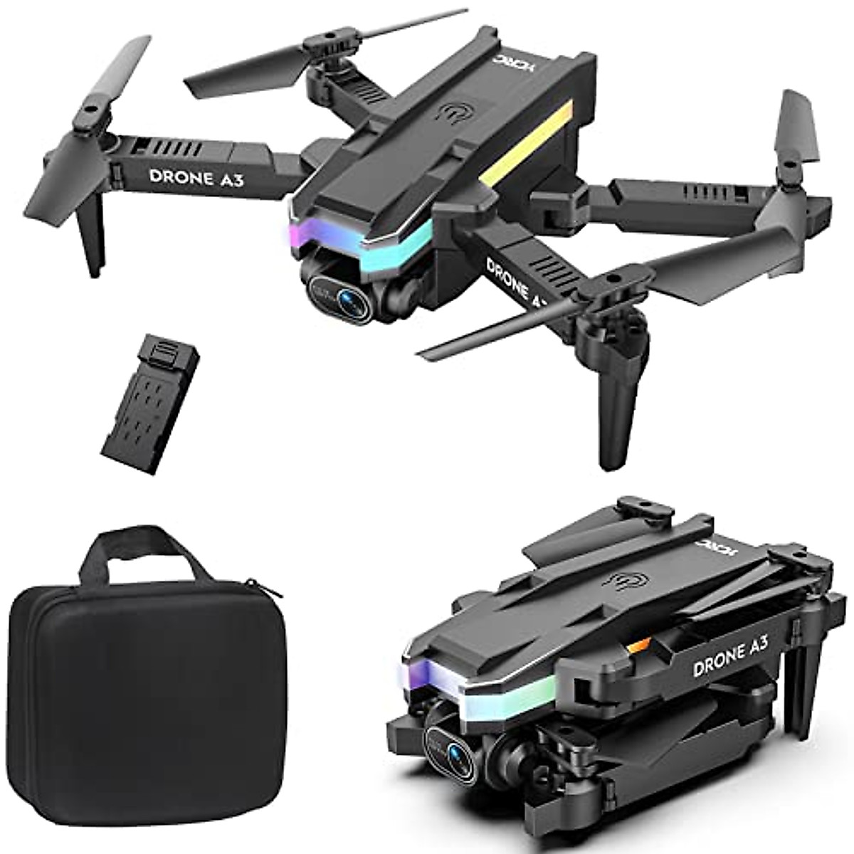 Drone with 4K Dual HD Camera, 2023 Upgradded RC Quadcopter FPV Camera Foldable Drone Toys Gift for Adults and Kids, One Key Start Speed Adjustment, 360° Altitude Hold Mode