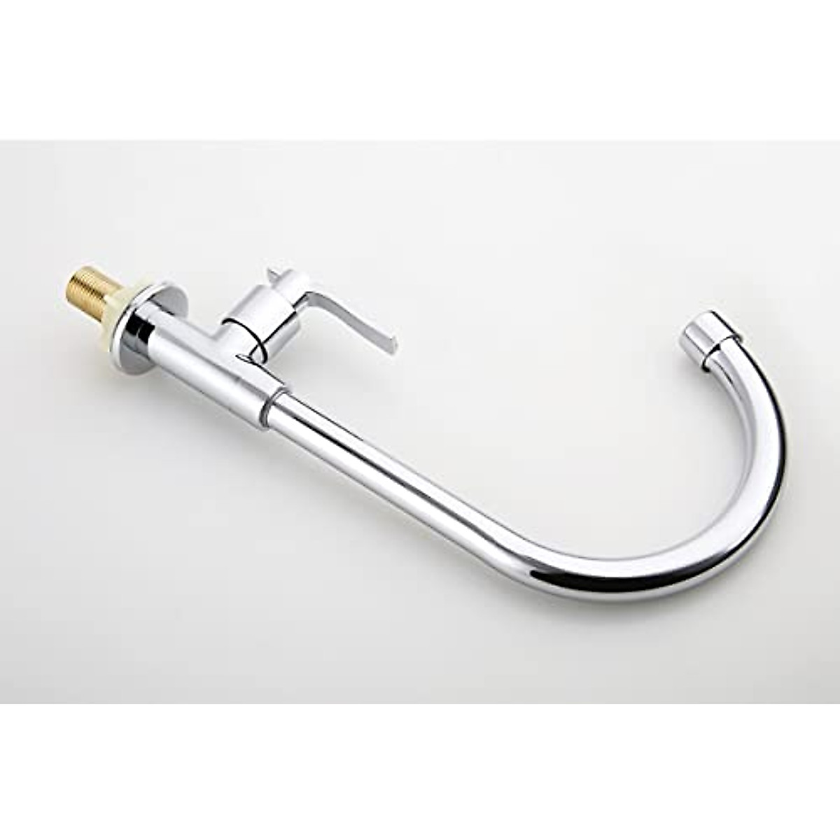 WJEF High Arc Rotary Brass Faucet Cold Water Tap Single Lever One Hole Sink Faucets for Kitchen, Bar, Patio and Outdoor, Chrome, Silver