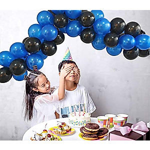 Blue and Black Latex Balloons + DIY Garland Kit - 12 Inch 50pcs