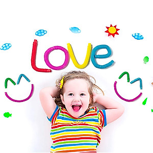 Pop Accordion Tubes Sensory Fidget Toy, 6 Pack Educational STEM Travel Toys, Helps Reduce Stress for Autism and ADHD, Activities for Special Needs Children, Christmas Stocking Stuffers for Kids