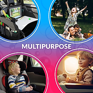 AMZ Supply Kids Travel Tray, 6 Compartments, Tablet Stand. Folding Travel Tray for Kids Car Seat. Compact Car Seat Tray for Kids Travel. Travel Table for Kids in Car. Toddler Travel Tray for Car Seat