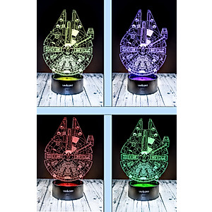 UbiKORT Star Wars Lamp Millennium Falcon 3D Lamp Star Wars Gifts for Men or Kids Birthday Star Wars Decor Room Fans [Upgrade Version]