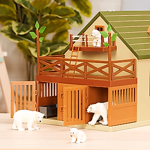 Terra by Battat – 15 Pcs Animal Hospital Pretend & Play Set - Openable Rooftop for Farm or Safari Animal Figurines - Wooden Vet Clinic Toy for Kids and Toddler Ages 3+