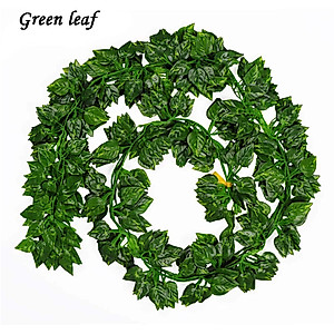 UGpine 6.7 Foot Artificial Ivy Wreath Leaf Vines, Fake Vines, Hanging Green Leaves Fake Plants, Vines Room Wedding Party Garden Wall Outdoor Green Wall Home Kitchen Garden Office Decoration [2]