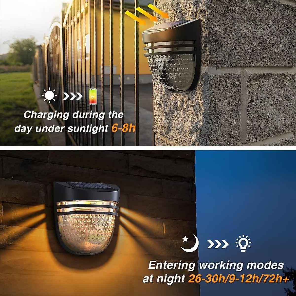 oditton Solar Fence Light, Solar Pathway Lights, Solar Light, Deck Lights, Solar Powered, Solar Wall Lights, 2 Modes, Waterproof IP65, Outdoor for Garden, Christmas Decoration, Backyard, 6 Pack