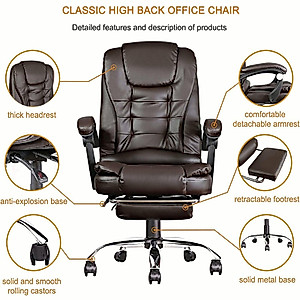 Adjustable Office Chair Swivel Ergonomic Executive Computer Task Desk Seat Chairs Ergonomic Office Chair Leather Executive Chair Computer Chair High Back Lumbar Support Wheels Swivel