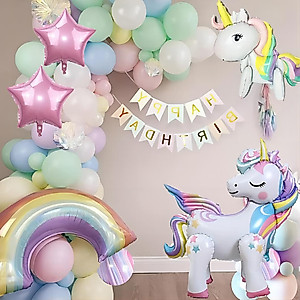 5 Pcs Self Standing Unicorn Balloons 3D Rainbow Balloon Star Balloons Unicorn Party Supplies Foil Unicorn Balloons For Unicorn Birthday Party Decorations