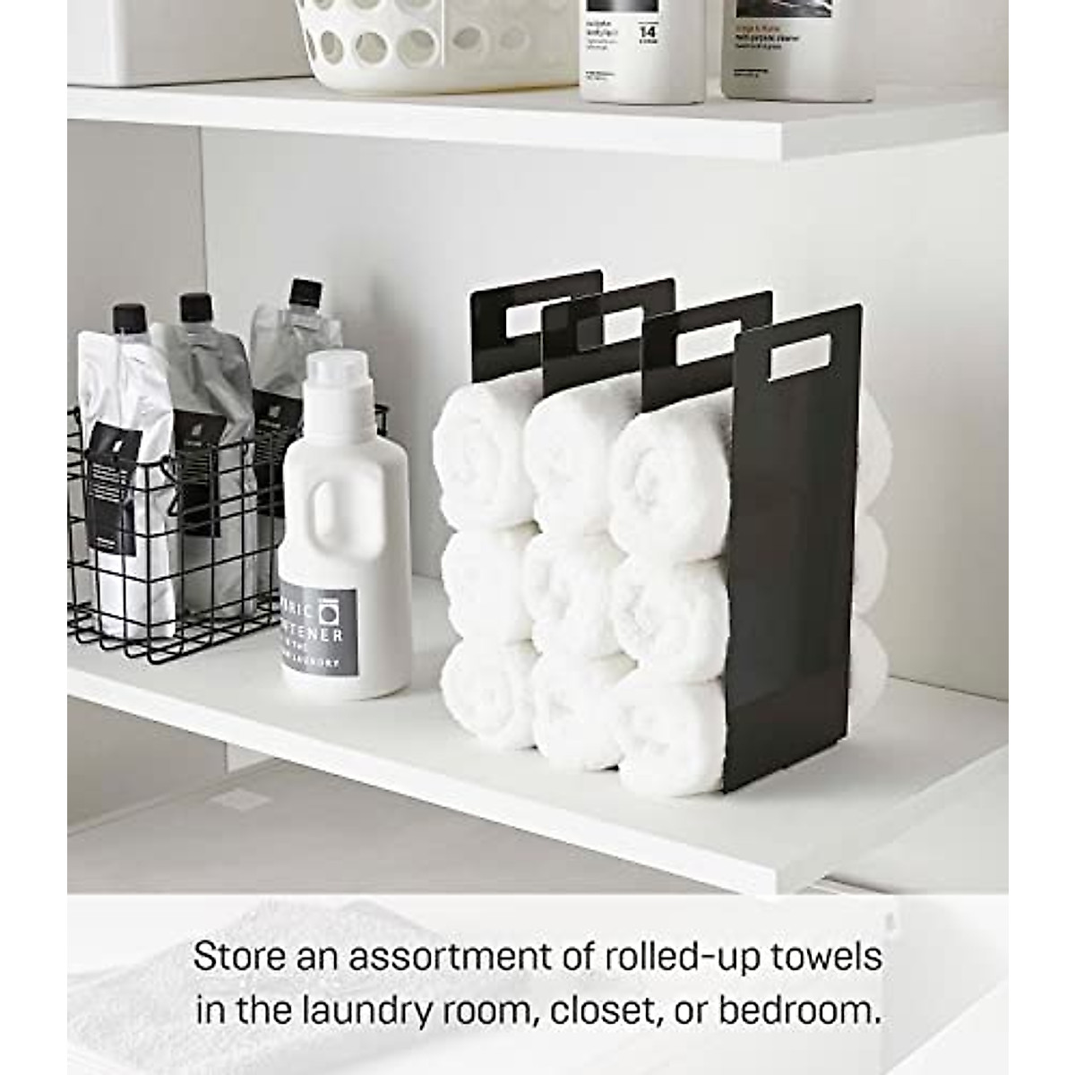 Yamazaki Home Tower Black Interlocking Towel Organizer (Set of 2)