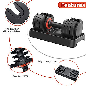 ACCPO Adjustable Dumbbells Set,55LB Single Dumbbell,Fast Adjustment Weight Dumbbell by Turning Handle,Strength Training Dumbbell with Tray Suitable for Men Women Full Body Exercise (55LBS)