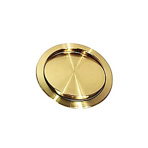 Q/A Stainless Steel Garbage Lid Round Recessed Counter Top Cover Trash Bin Built-in Balance Flap Auto Flap Trash Grommet Flexible Swing Trash Can Lid Accessory Kitchen Garbage Use (Titanium Gold)