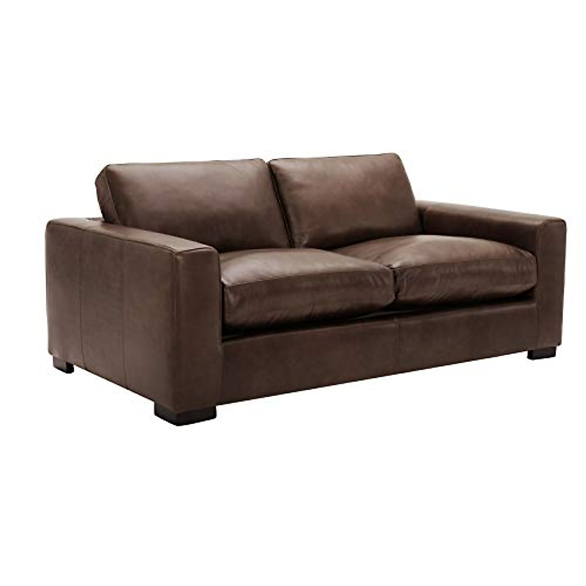 Amazon Brand - Stone & Beam Westview Extra-Deep Down-Filled Leather Sofa Couch, 89"W, Brown