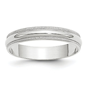 Solid 10k White Gold 4 mm Round Milgrain Wedding Band Ring Size 8.5