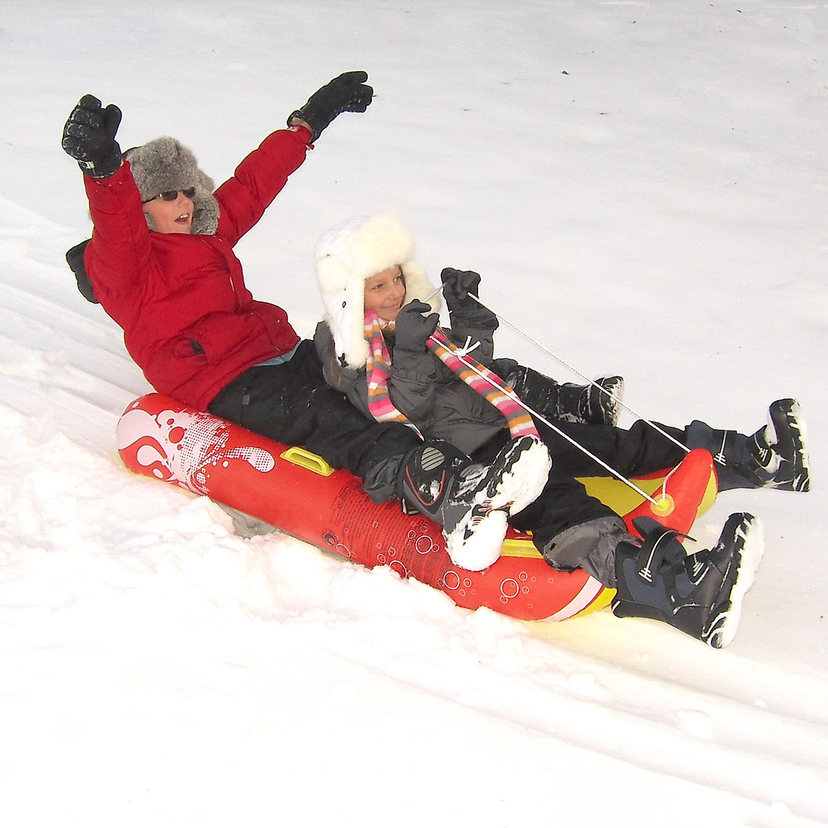 Blue Wave Sports Power Glider 2-Person Inflatable Snow Sled, 57-Inch, Red,Yellow