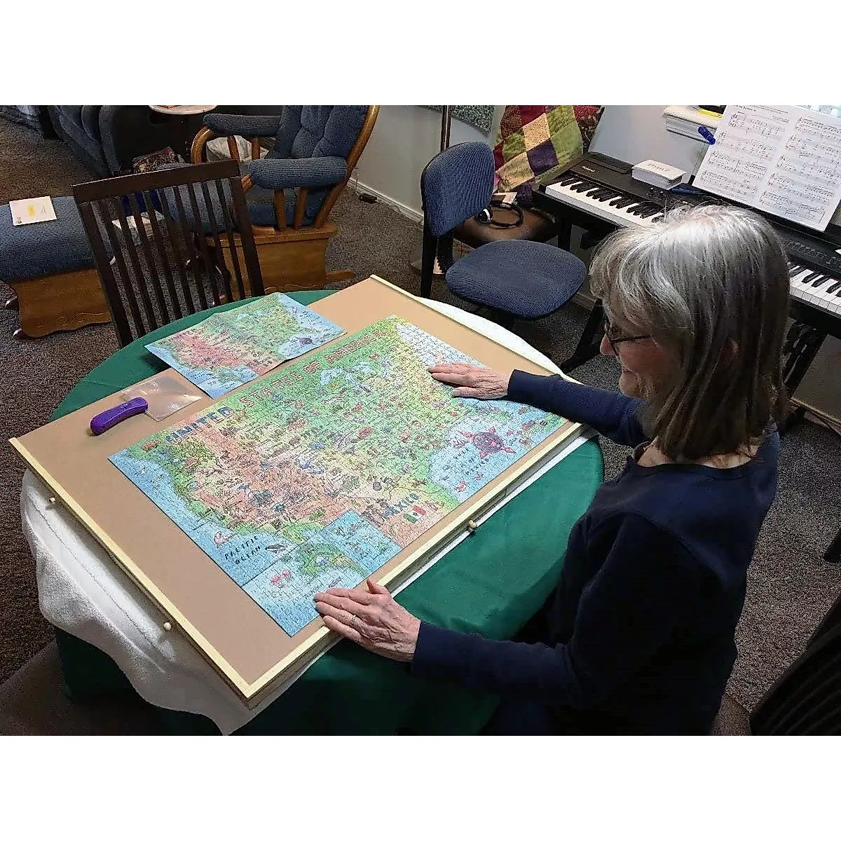 A2PLAY USA Map Puzzle 1000 Piece for Adults, United States of America, Patriotic Jigsaw Puzzle & Bonus Fact Poster, Premium Materials, 27.5 x 19.7 in