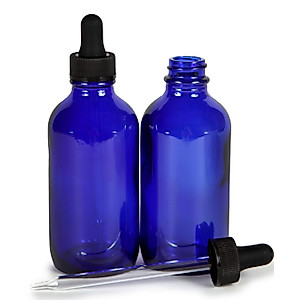 Vivaplex, Cobalt Blue, 4 oz Glass Bottles, with Glass Eye Droppers - 2 pack