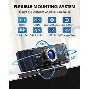 VITADE Webcam 1080P 60fps with Microphone for Streaming, 682H Pro HD USB Computer Web Camera Video Cam for Gaming Conferencing Mac Windows Desktop PC Laptop Xbox Skype OBS Twitch YouTube Xsplit