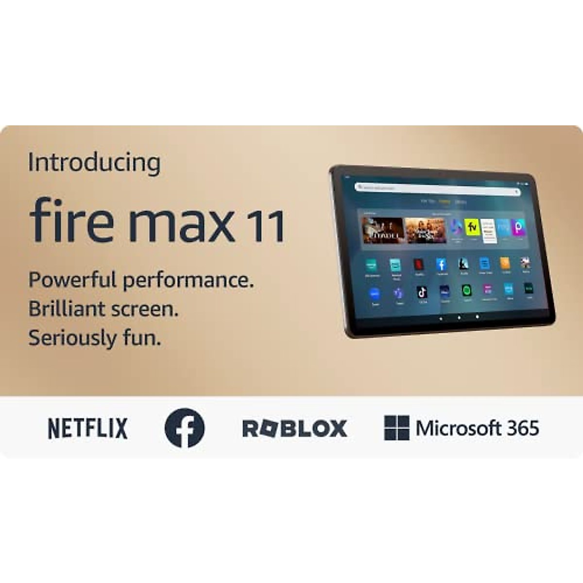Introducing Amazon Fire Max 11 tablet, our most powerful tablet yet, vivid 11" display, octa-core processor, 4 GB RAM, 14-hour battery life, 64 GB, Gray