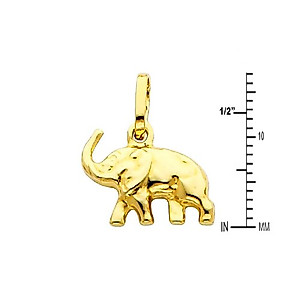 The World Jewelry Center 14k REAL Yellow Gold Elephant Pendant with 1.2mm Singapore Chain Necklace - 20"