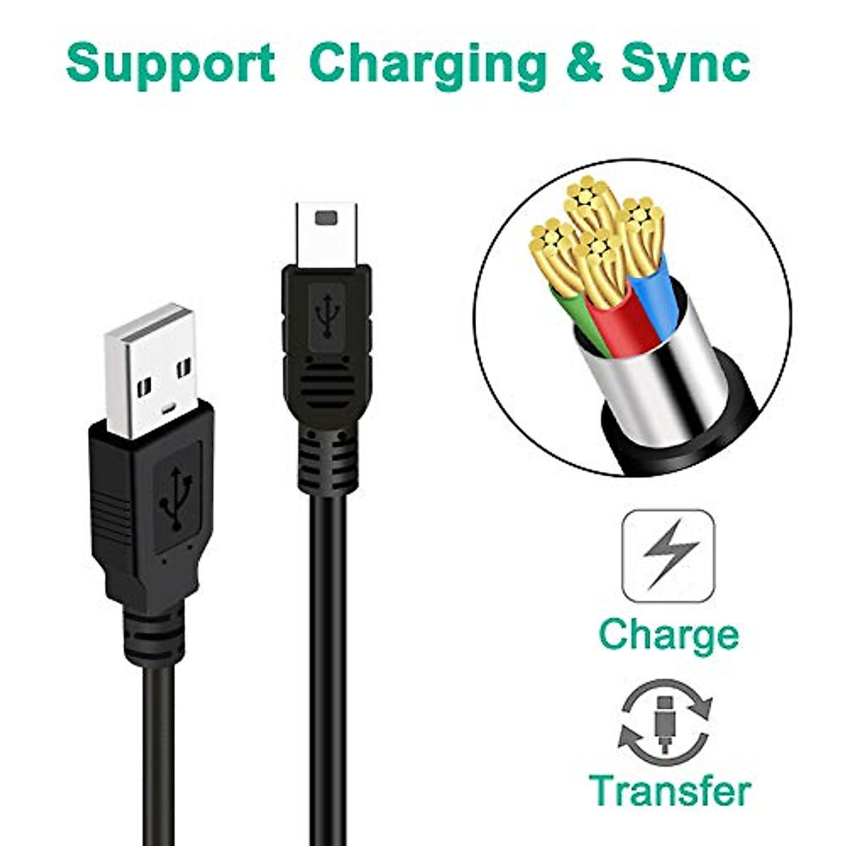 PS3 Charger Cable,10ft PS3 Controller Charging Cord,Mini USB Cable for Sony Playstation 3 Controller,DualShock 3 SIXAXIS,PS3 Slim Data Charger Wire PS Move,TI84 Plus CE,PS3 Charging Cables