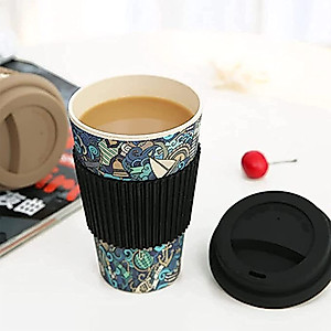 ATCYMI 6 PCS Reusable Coffee Cup Sleeves for Iced Hot Drink Silicone Heat Resistant Protector Cover for Glass Bottle Mug Cup Sleeve