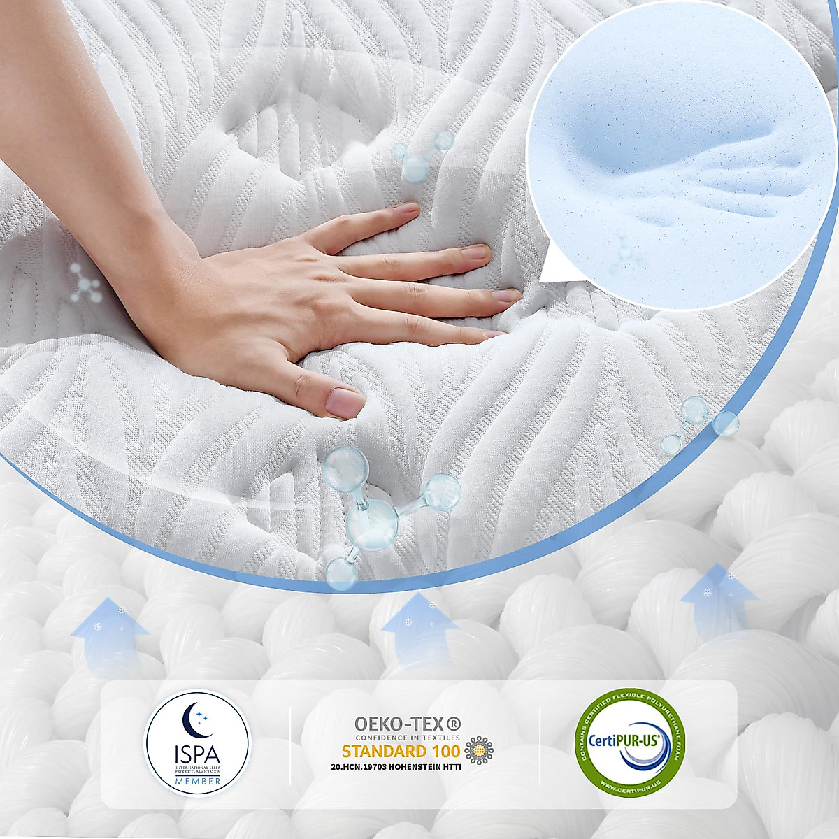 Full Size Mattress, Avenco 12 Inch Hybrid Mattress with Bamboo Charcoal, Gel Memory Foam and Individually Pocket Innerspring Mattress in a Box for Motion Isolation, Edge Support, CertiPUR-US Certified