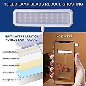 Small LED Desk Lamp with Pen/Phone Holder Function, Rechargeable Desk Light with Flexible Gooseneck, 3 Color Modes, Stepless Dimming, Eye Caring, Small Study Lamp for Dorm, Bedroom (Max Height 14 IN )