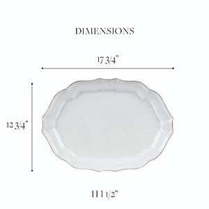 Casafina Ceramic Stoneware 18'' Oval Platter - Impressions Collection, Robin's Egg Blue | Microwave, Dishwasher, Oven & Freezer Safe Dinnerware | Food Safe Glazing | Restaurant Quality Serveware