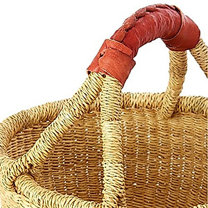 Hands Craft Fair Trade Ghana Bolga African Dye-Free Market Basket Natural Baskets (9"-11" Small)