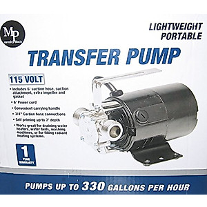 Portable Mini Electric Water Transfer Utility Sump Pump 330 GPH 115-Volt with Metal Connectors that are Standard & 3/4" Garden Hose. Great for removing water from aquariums, outdoor ponds, seepage