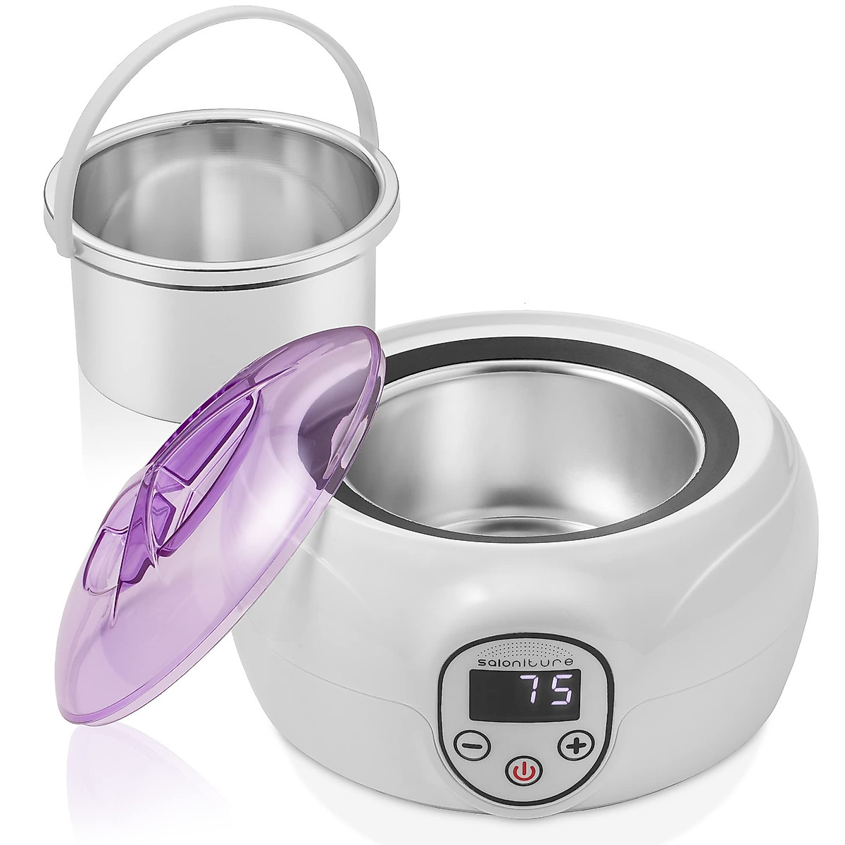 Saloniture Professional Wax Warmer Machine for Hair Removal with Digital Display for Home, Spa, or Salon - Purple Lid