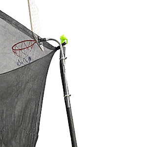 JumpKing Acc-UBSKU-Bolt Universal Adjustable Spring-Loaded Trampoline Attachable Basketball Hoop and Net with Inflatable Basketball, White