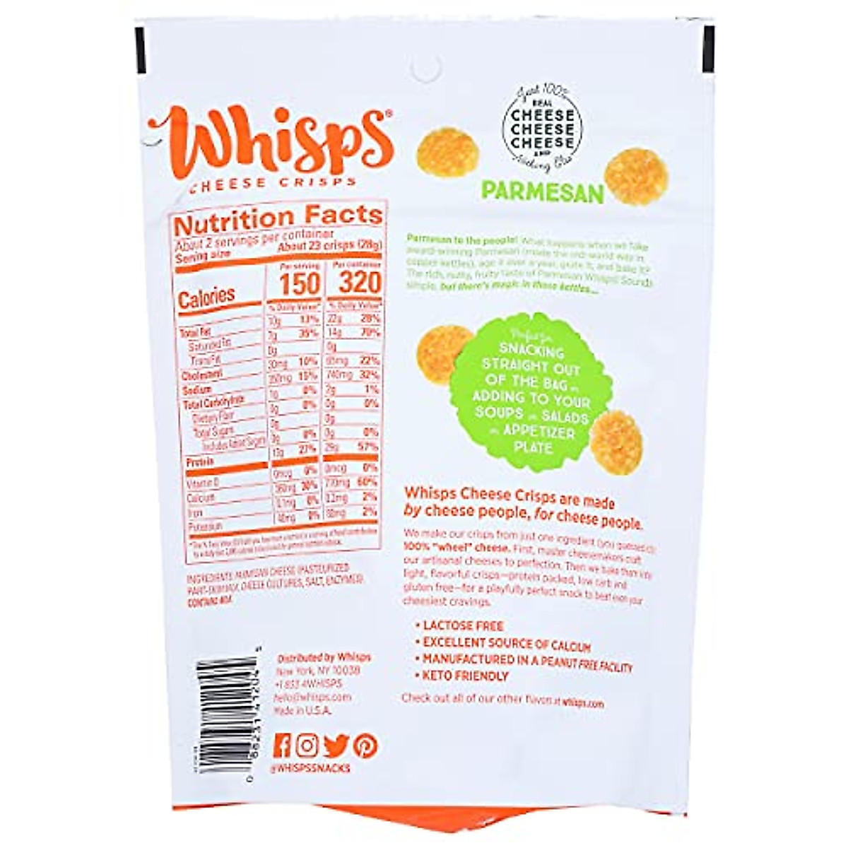 Cello Whisps Pure Parmesan Cheese Crisps, 2.12 Oz