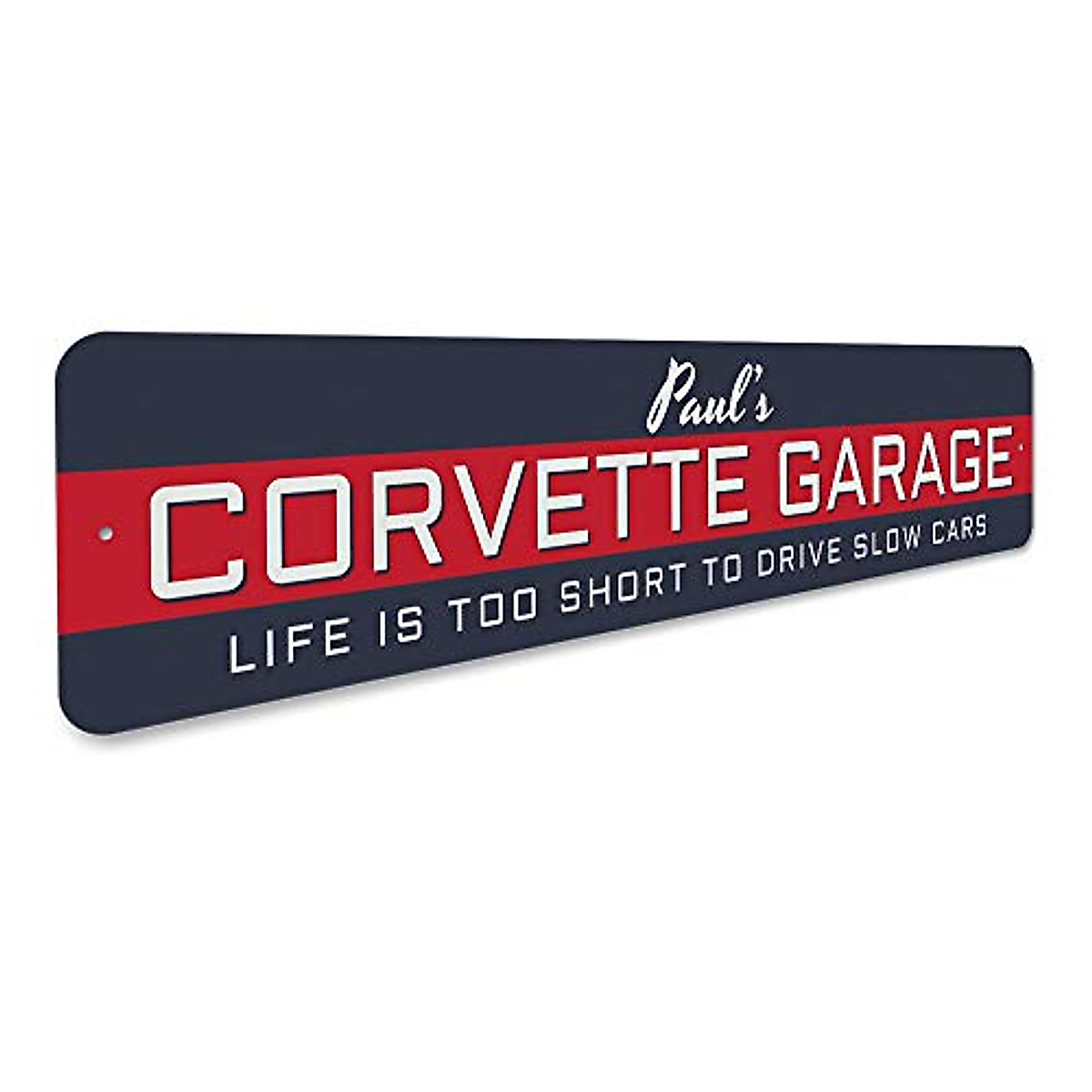 Corvette Garage Sign, Custom Sign for Dad's Corvette Sign, Chevy Garage Decor, Chevy Car Collector Aluminum Sign - 6" x 24"