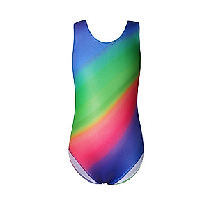 WanLiangJin Toddler Girls Gymnastics Leotards Size 8-9 9-10 8-10 Years Kids Sparkly Blue Rainbow Athletic Tumbing Class Ropa de Gimnasia para niñas Sport Activewear One Piece Unitards