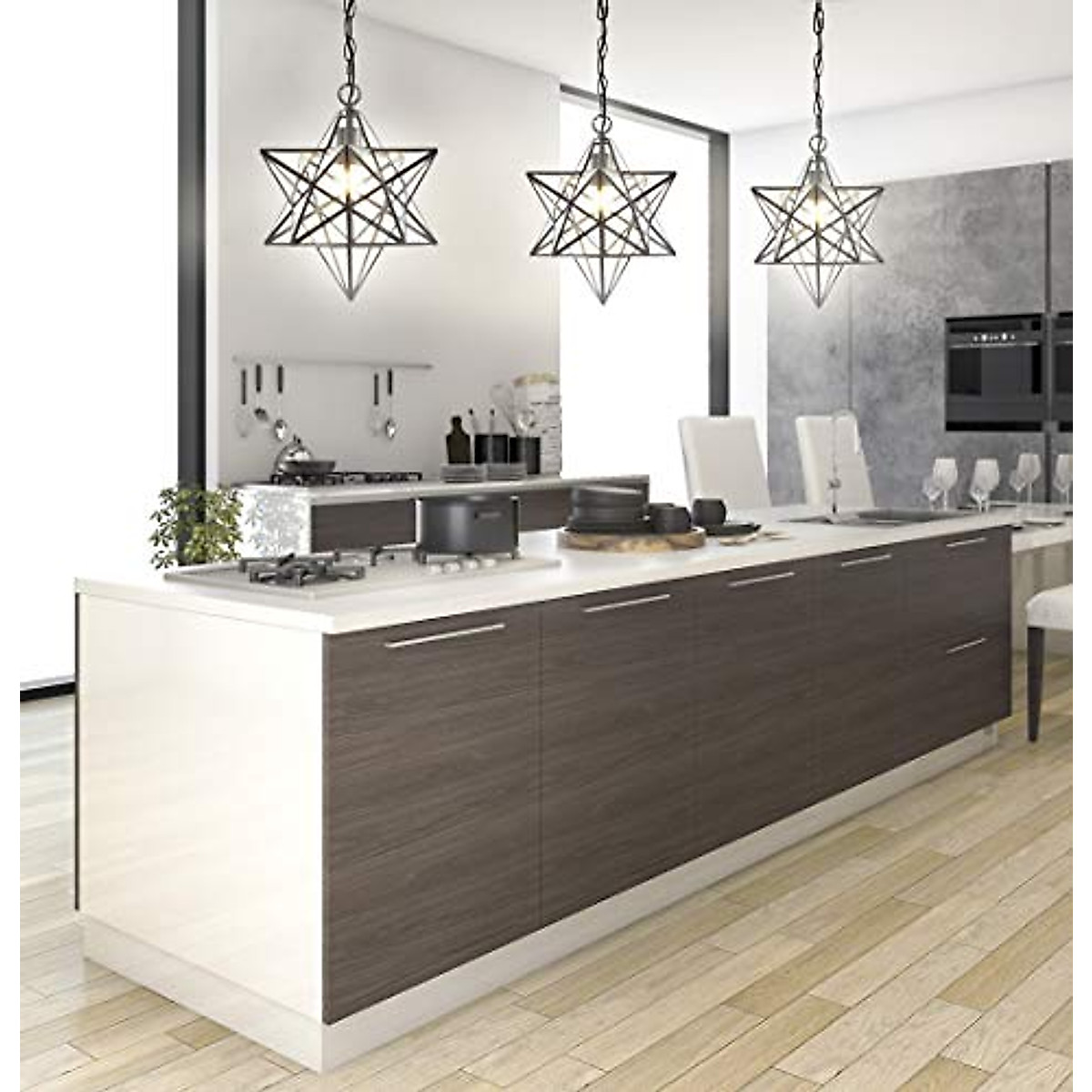 JONATHAN Y JYL9035C Stella 12" Moravian Star Metal/Mercury Glass LED Flush Mount Glam Dimmable for Kitchen Hallway Bathroom Stairwell, Oil Rubbed Bronze/Clear