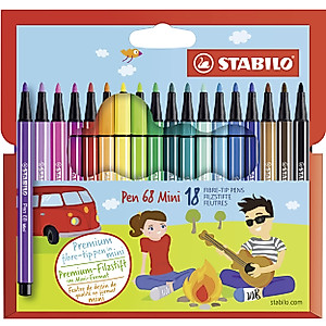 STABILO Pen 68 Mini Wallet of 18 colours - Premium felt-tip pen