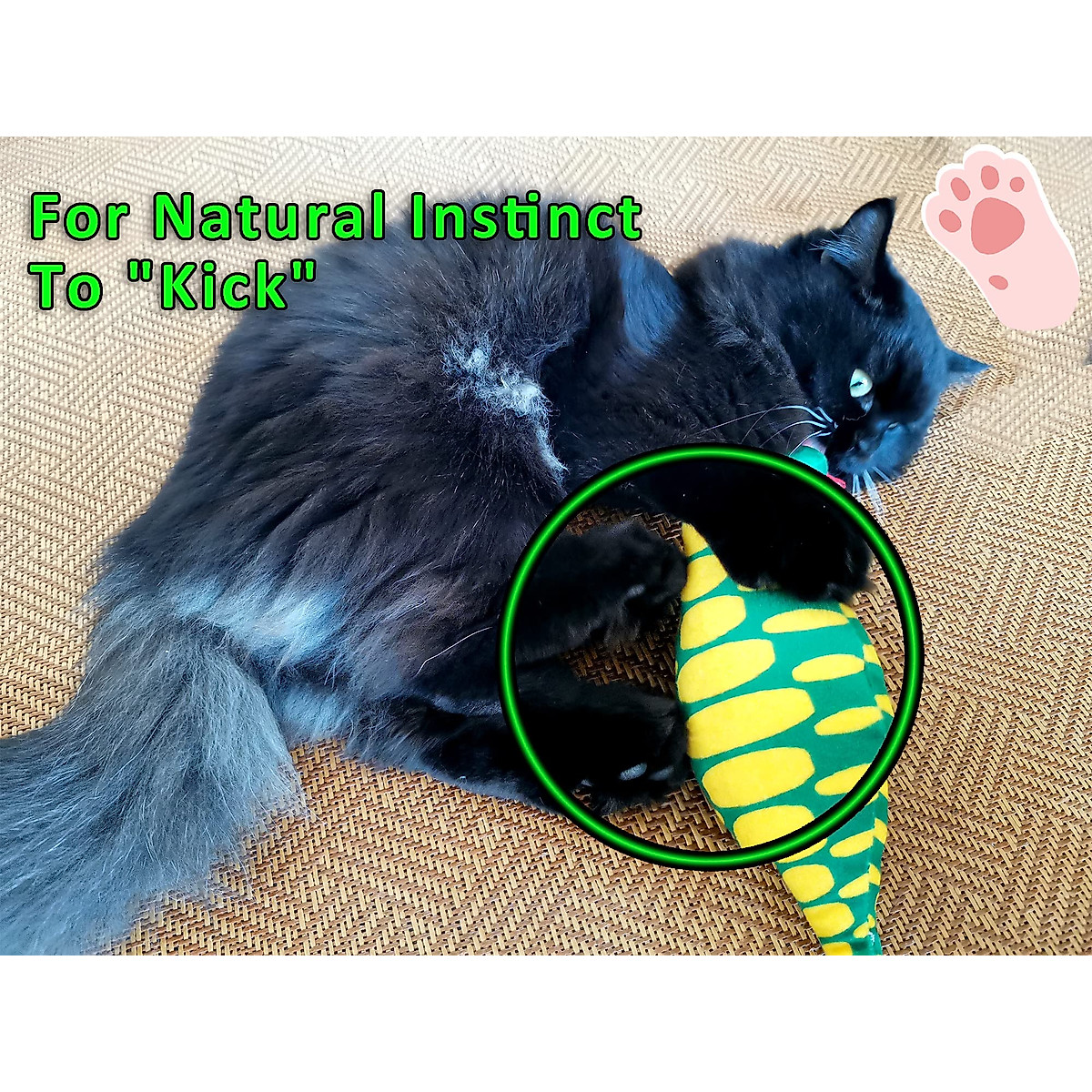 RUNLY Large Catnip Cat Toys 3PCS, Flipper Flopper Cat Toy Perfectly Caters Cat's Natural Instinct to “Rabbit Kick”, Cat Toys with Catnip for Indoor Cats, Cute Cat Toys with Well-fed Snake Shape