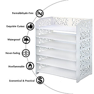 Jerry & Maggie - 6 Tier WPC Shoe Rack/Shoe Storage Stackable Shelves Free Standing Shoe Racks - Wide | White