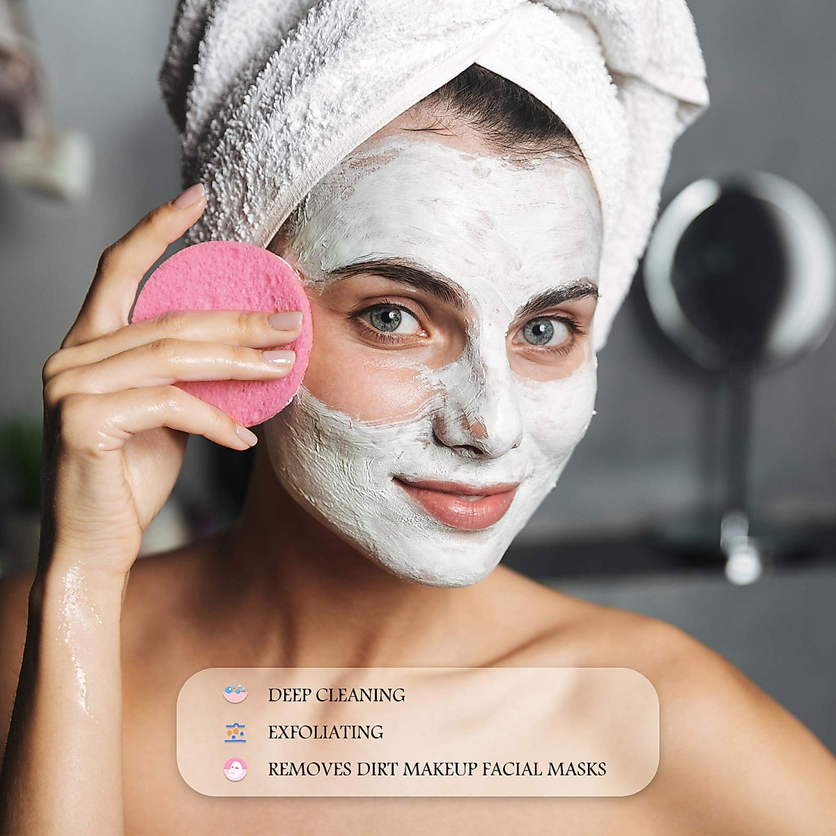 Loyim 120 Pieces Compressed Facial Sponge for Estheticians Face Makeup Removal Cleansing Sponge Pad Exfoliating Spa Wash Round Facial Cleansing Pads Supplies(Pink)