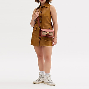 COACH Coated Canvas Signature Tabby Shoulder Bag 26, Tan Rust, One Size