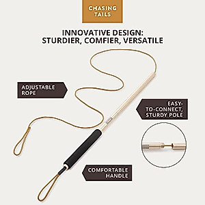 Chasing Tails Flirt Pole for Dogs Heavy Duty - 26 Inch with 30 Inch Rope and Two Toys for All Breeds - Spring Pole for Dogs, Dog Flirt Pole for Large Dogs, Dog Catcher Pole