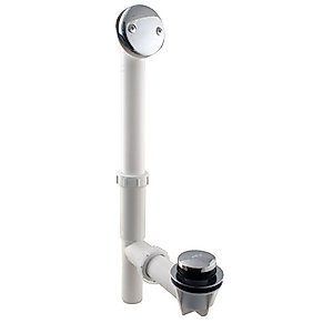 Westbrass Y593244CP White Tubular Tip-Toe Bath Waste and Overflow Assembly, Polished Chrome
