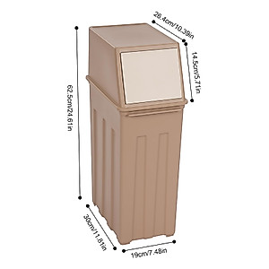 Xuthusman 30L Household Trash Can w/Hinged Flap Cover, Living Room Trash Can, Kitchen Kitchen Waste Bin, Bathroom Cleaning Storage Bin, Tall & Narrow Office Paper Basket (Light Coffee)