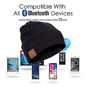 Bluetooth Beanie Hat Men Women, Wireless Music Hats with Gloves and Built-in Stereo Speakers & Mic, Slouchy Warm Knitted Winter Beanie for Men Women Teens Outdoor Sports Skiing Jogging