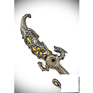 10" Dragon Fantasy Sword Dagger Stainless Steel Fixed Blade Knife Gothic Collectible Gold