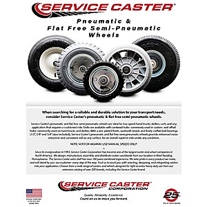 10" x 2" Flat Free Hand Truck Appliance Dolly Wheel Only with a 2.125" Offset Hub and Ball Bearings - Dolly Wheels Replacement - 600 lbs. Capacity per Wheel - Service Caster Brand